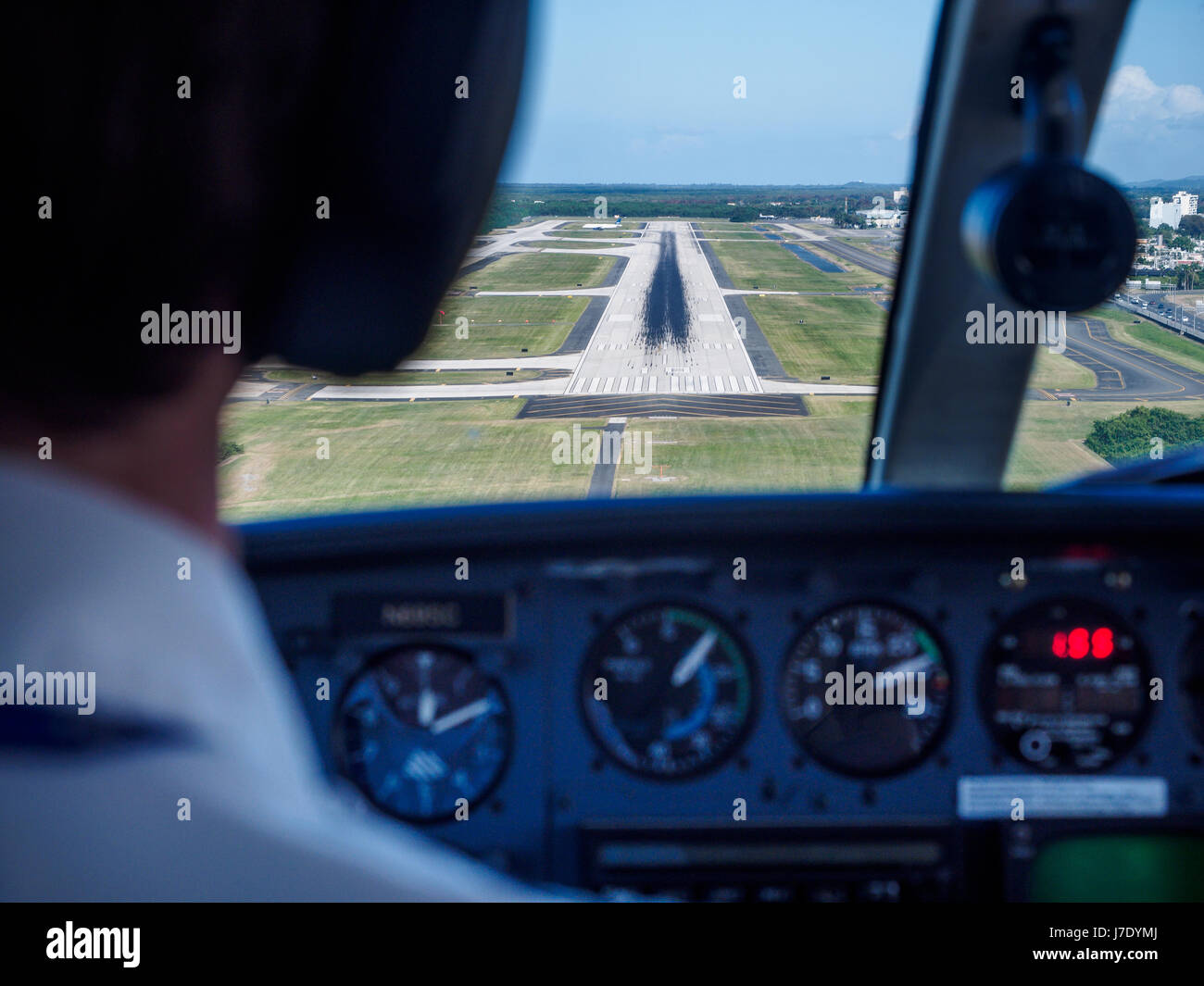 small prop airplane approaches the dangerous short runway at the ...
