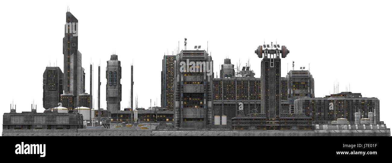 3D illustration future cityscape isolated on white background Stock ...