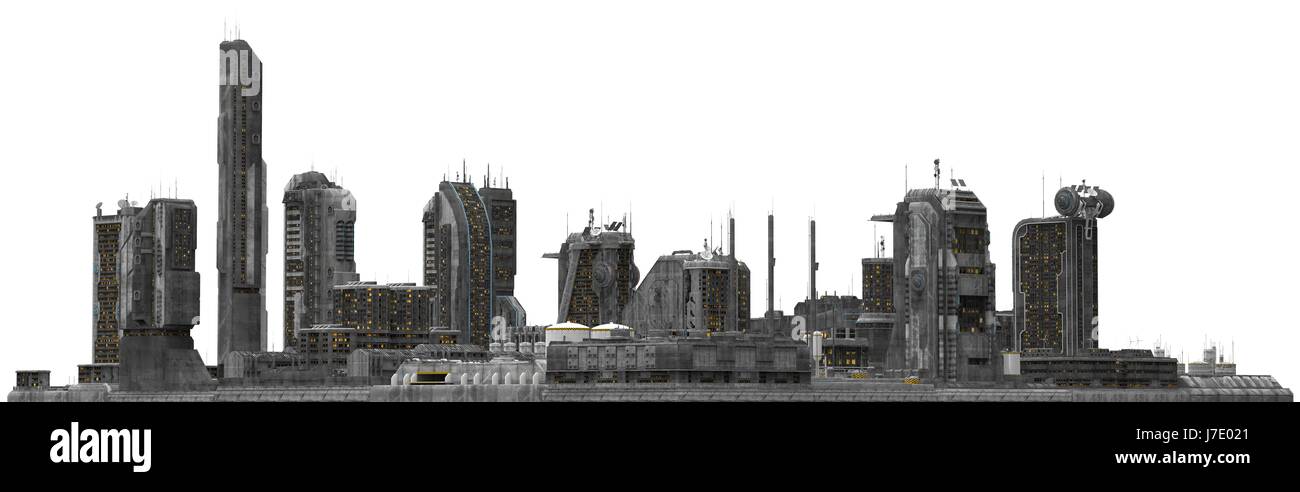 3D illustration future cityscape isolated on white background Stock ...