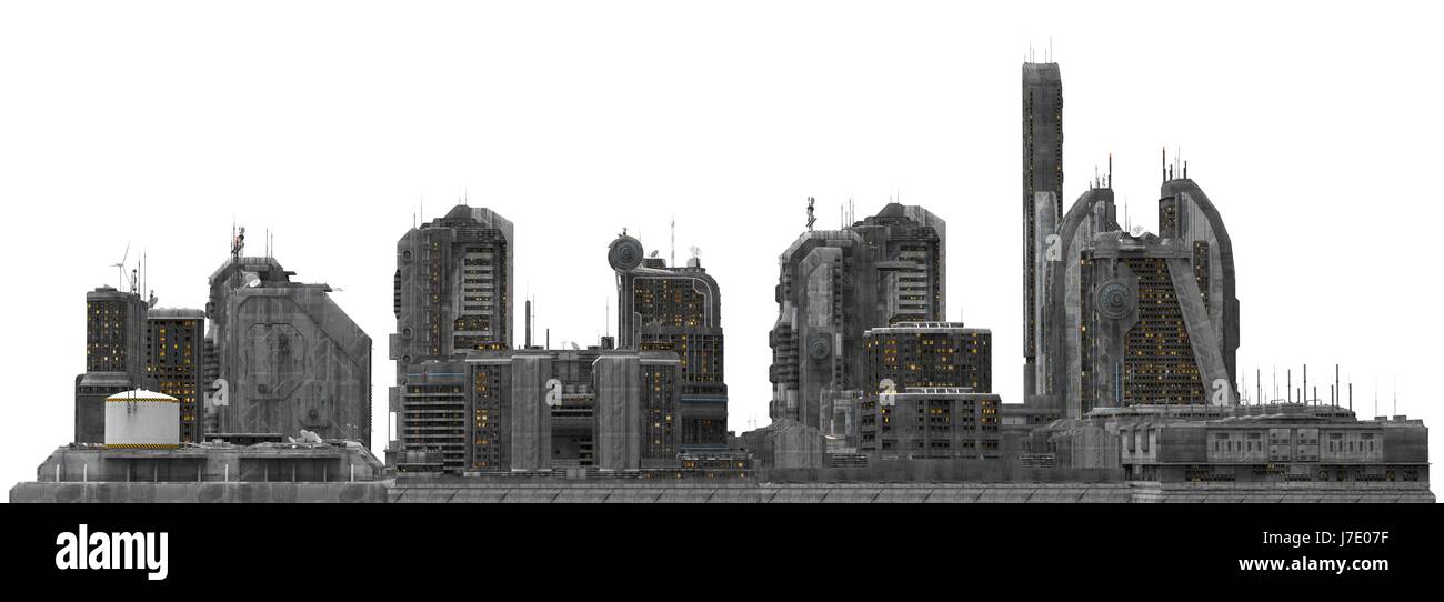 3D illustration future cityscape isolated on white background Stock ...