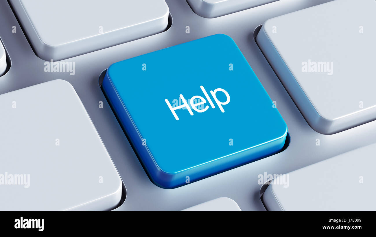 High Resolution Help Blue Key Stock Photo - Alamy