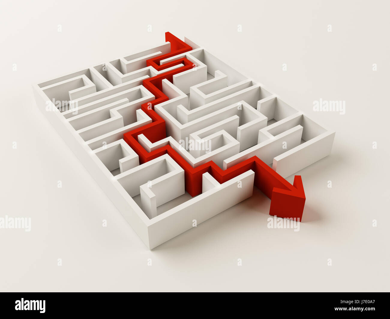 Red path across labyrinth isolated on white Stock Photo - Alamy
