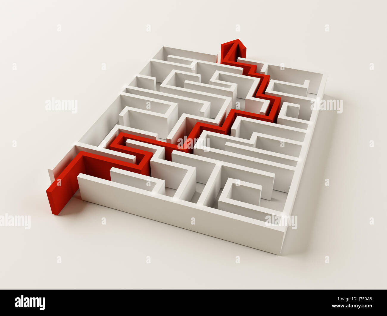 Red path across labyrinth isolated on white Stock Photo - Alamy