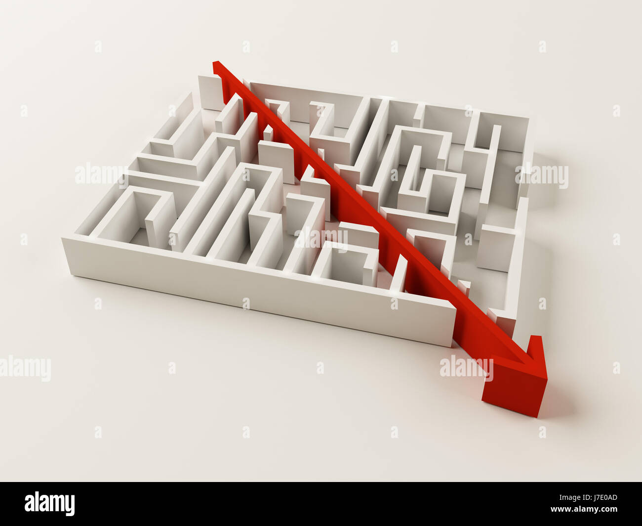 Red path across labyrinth isolated on white Stock Photo - Alamy