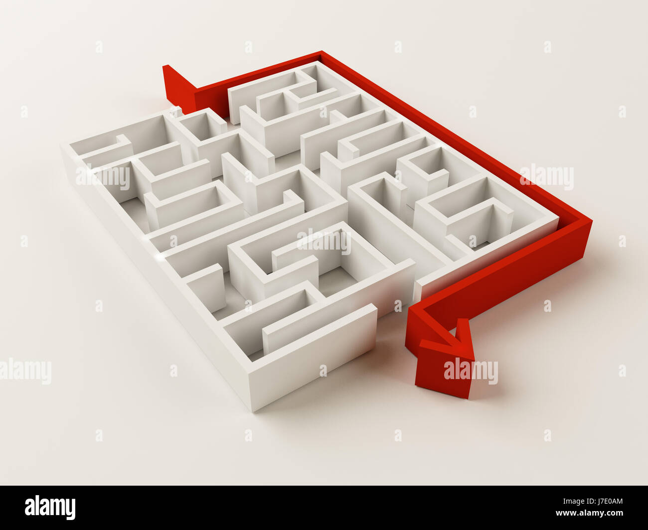 Red path across labyrinth isolated on white Stock Photo - Alamy
