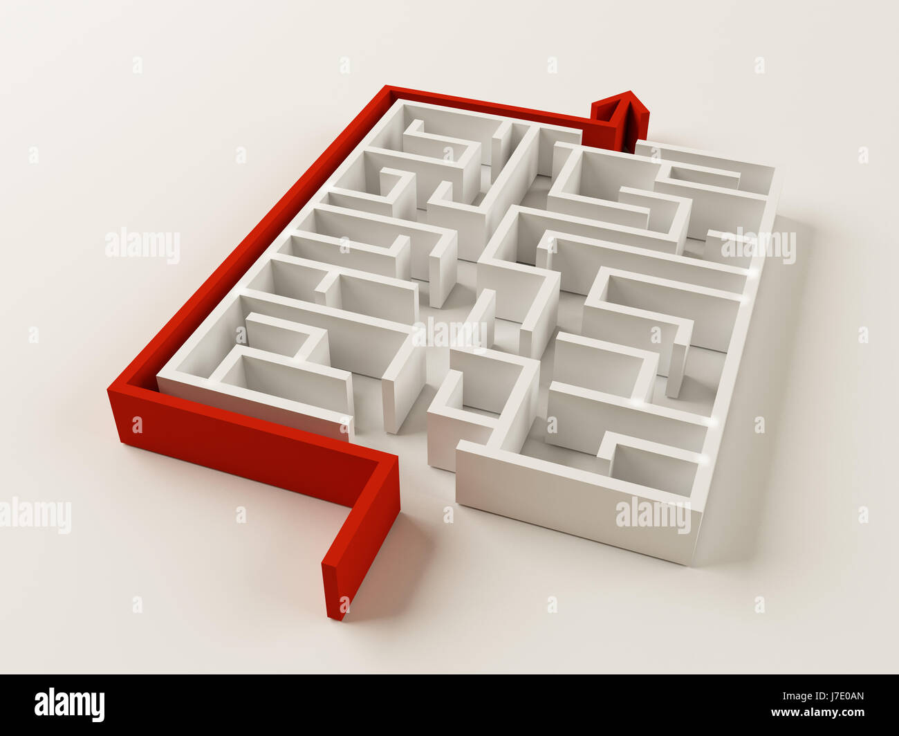 Red path across labyrinth isolated on white Stock Photo - Alamy