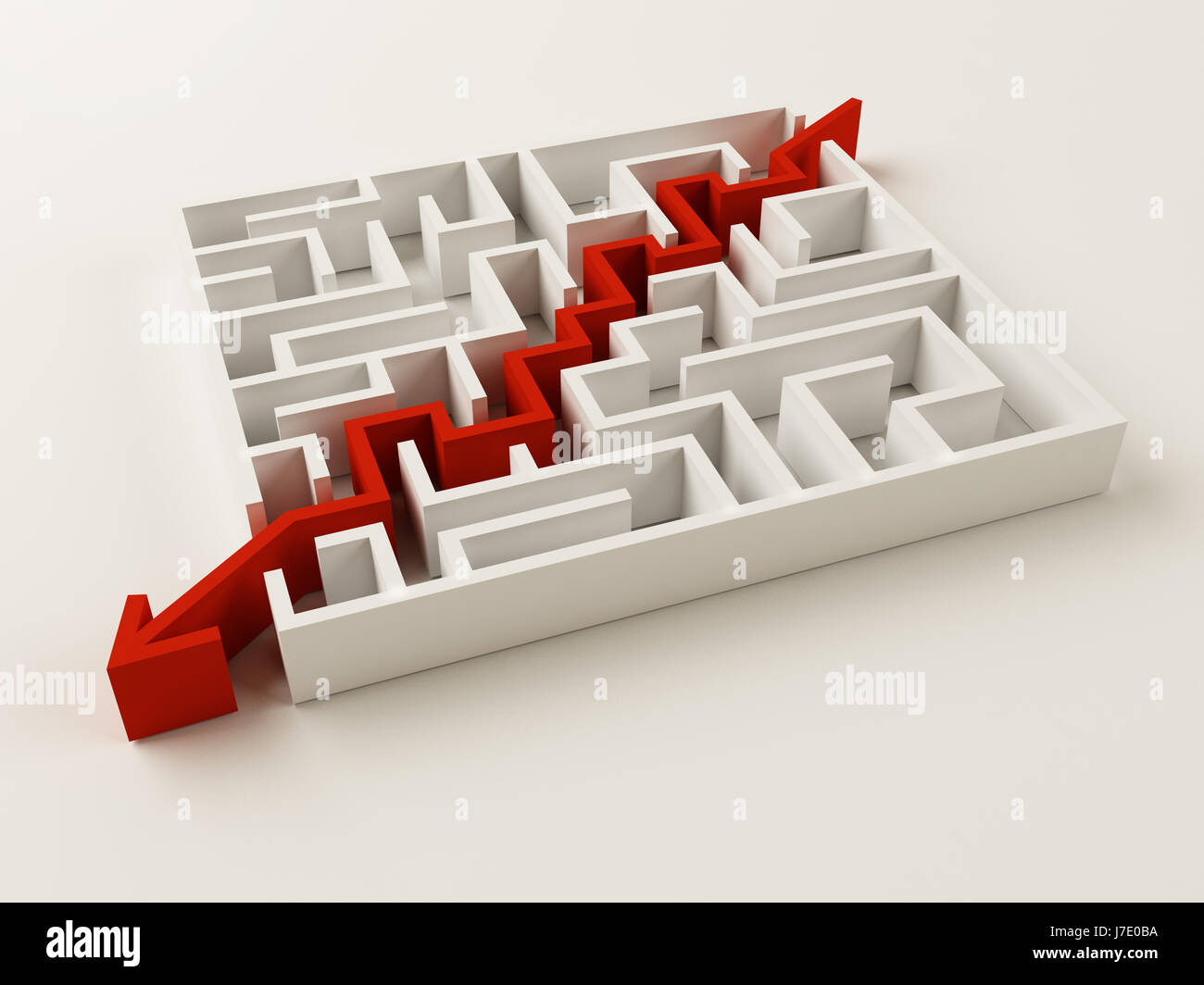 Red path across labyrinth isolated on white Stock Photo - Alamy