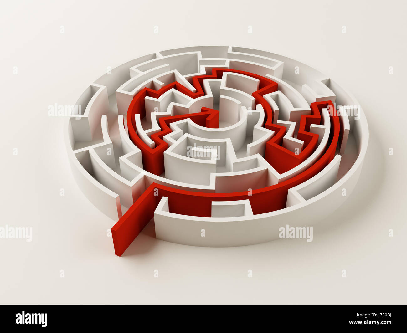 Solved Maze puzzle isolated on white Stock Photo - Alamy