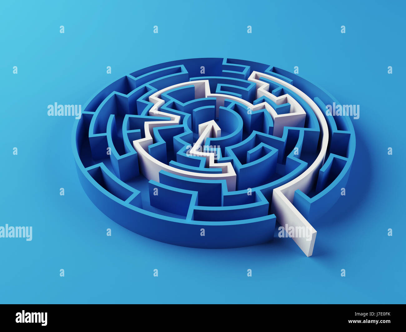 Solved Maze puzzle isolated on blue Stock Photo - Alamy