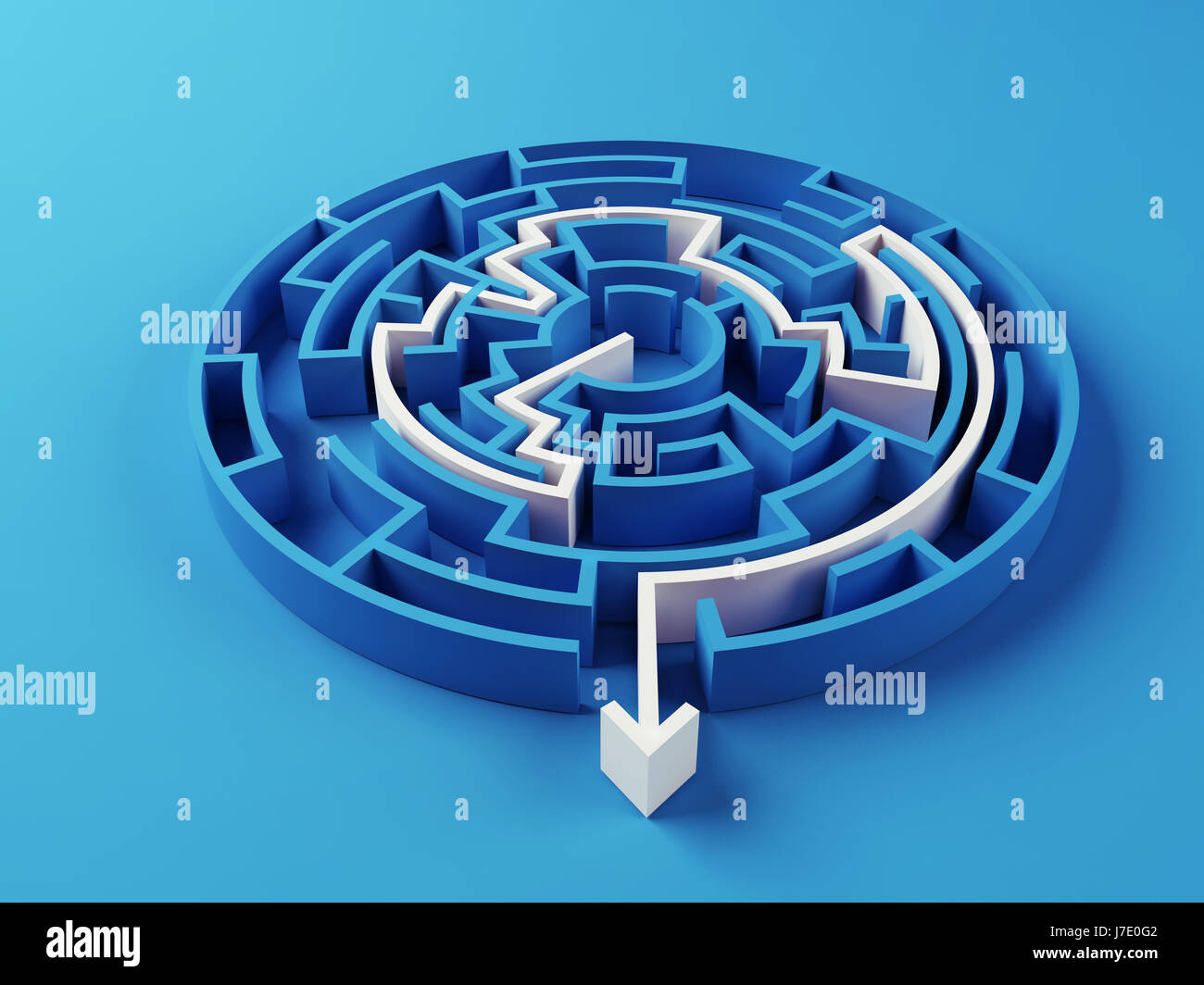Blue circular maze isolated on hi-res stock photography and images - Alamy