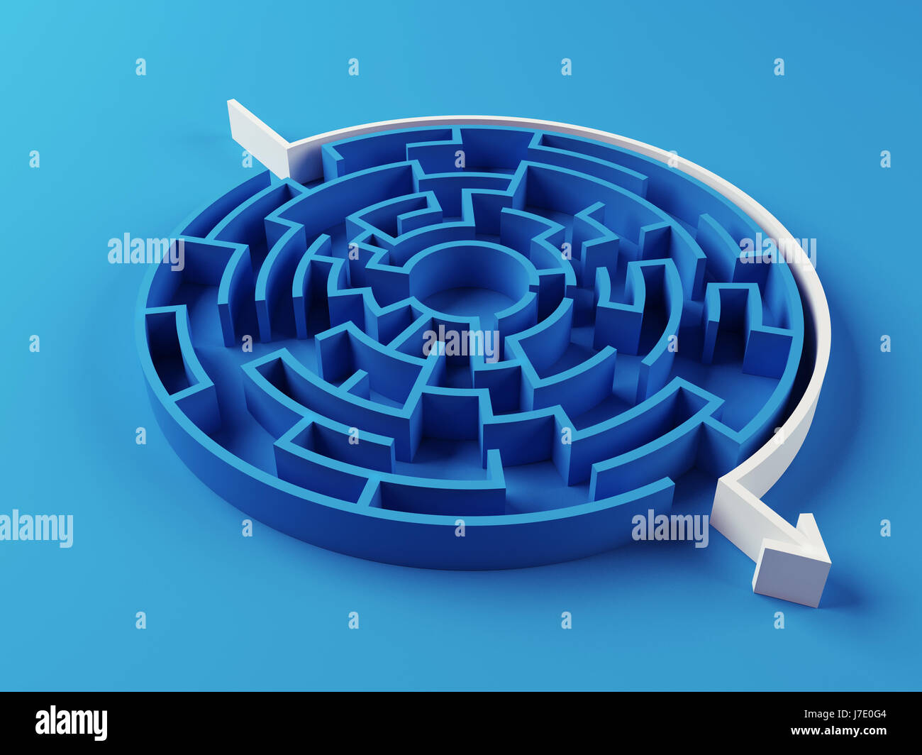 Blue circular maze isolated on hi-res stock photography and images - Alamy