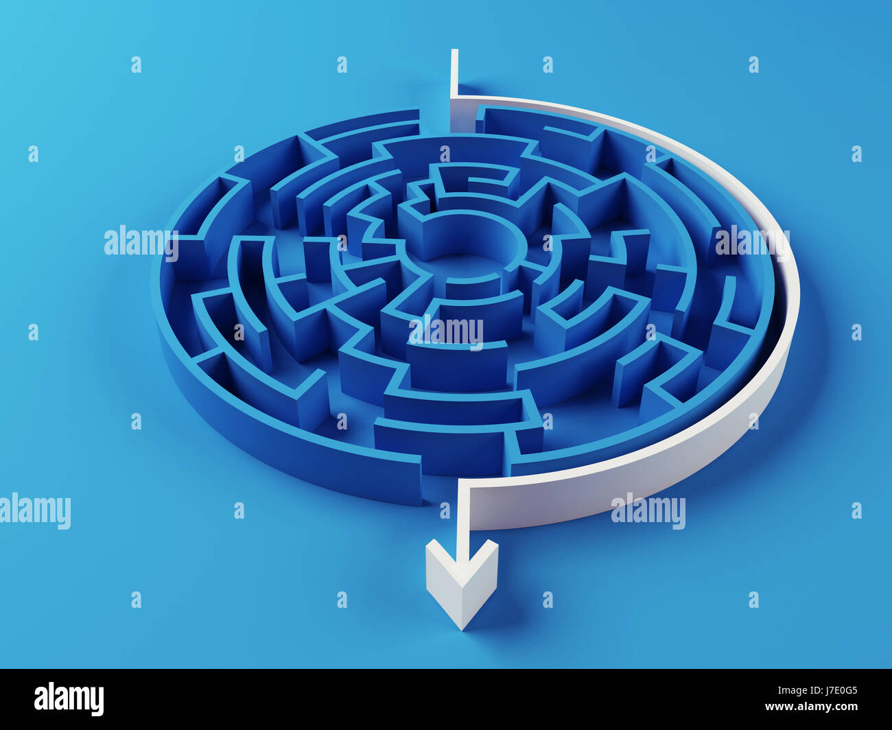 Blue circular maze isolated on hi-res stock photography and images - Alamy