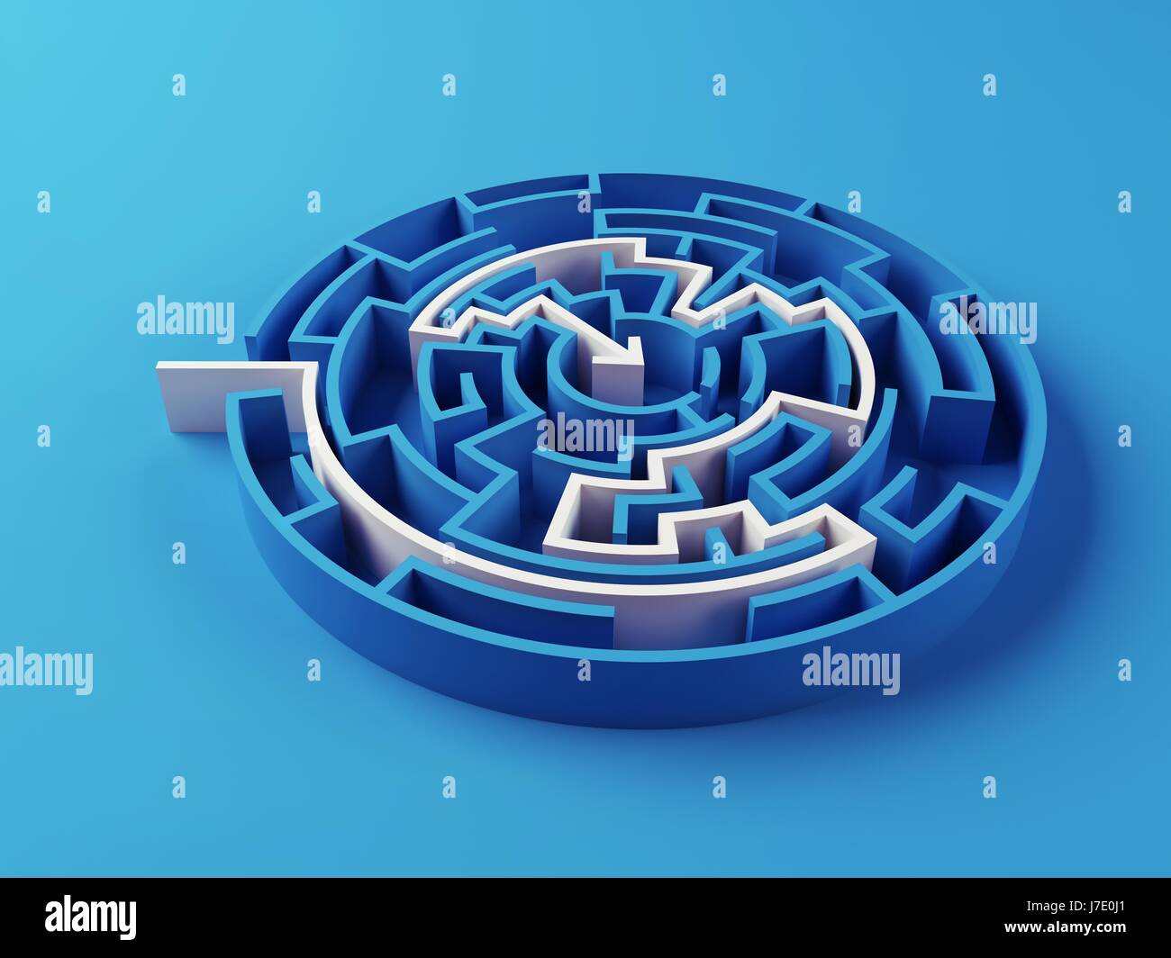 Blue circular maze isolated on hi-res stock photography and images - Alamy