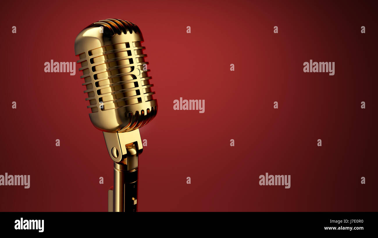 Old microphone isolated on white background Stock Photo - Alamy