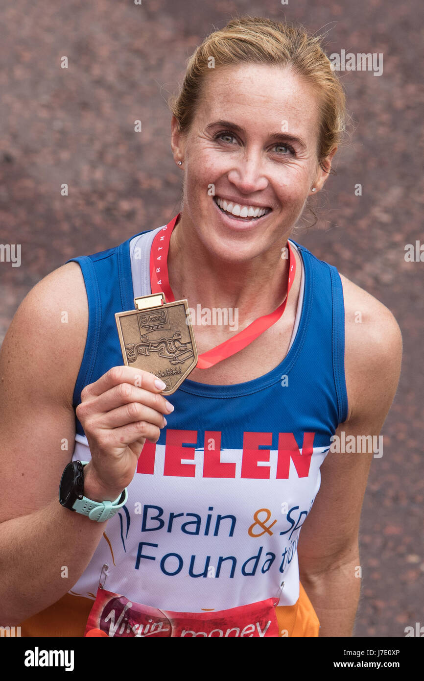 London Marathon finish - Celebrity and charity runners Featuring: Helen ...