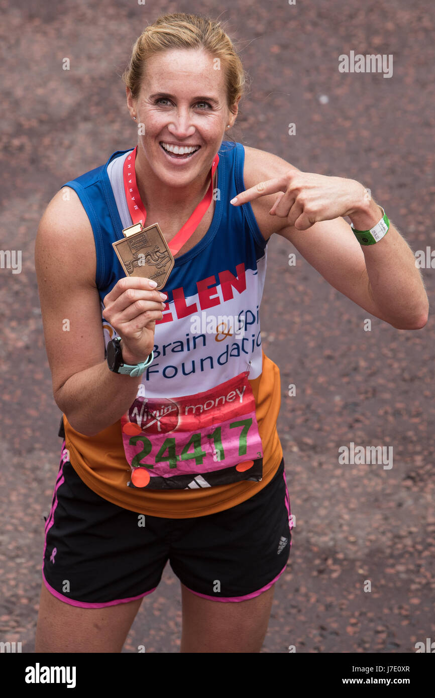 London Marathon finish - Celebrity and charity runners Featuring: Helen ...