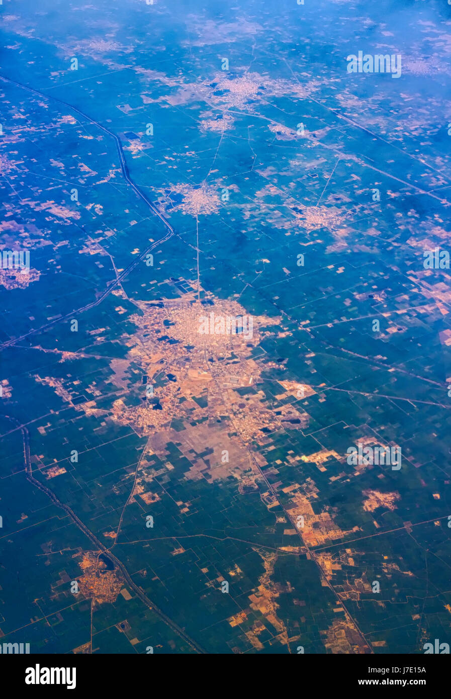 cities and fields km altitude in Indian territory Stock Photo - Alamy