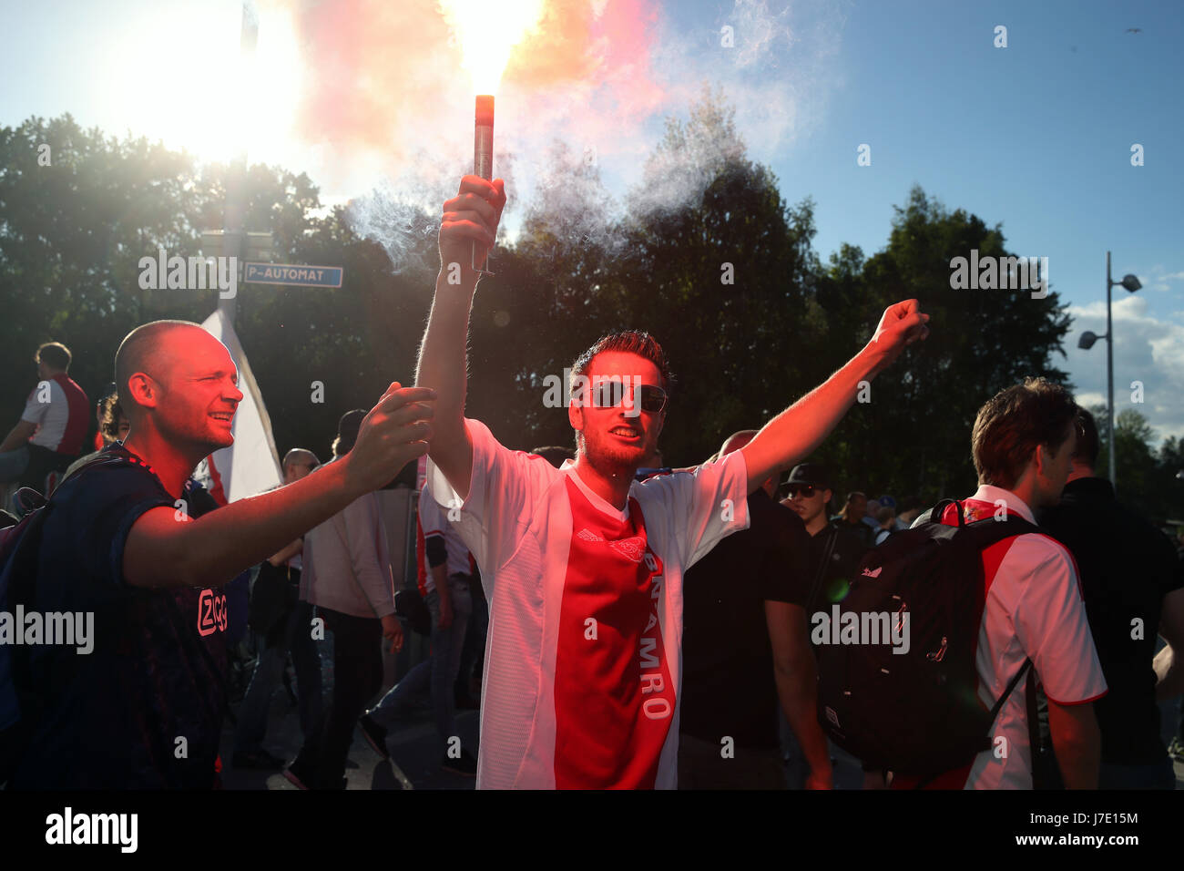 Ajax fan with a flare before the UEFA Europa League Final at the ...