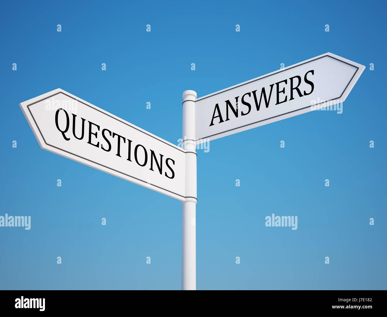 Question and Answer Signpost isolated on clean sky Stock Photo - Alamy