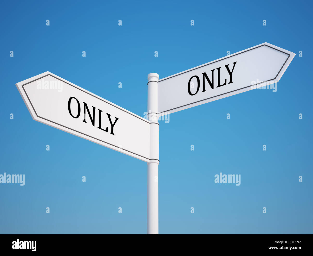 Only way Signpost isolated on clean sky Stock Photo - Alamy