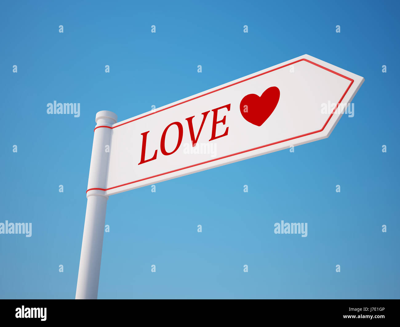 Love Signpost with Clipping Path isolated on clean sky Stock Photo - Alamy
