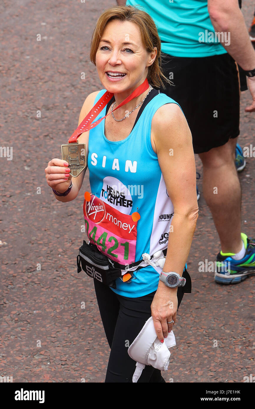 London Marathon finish - Celebrity and charity runners Featuring: Sian ...