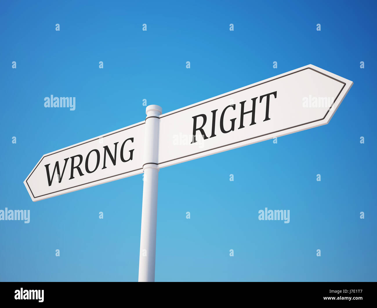 Right and Wrong Signpost isolated on clean sky Stock Photo - Alamy