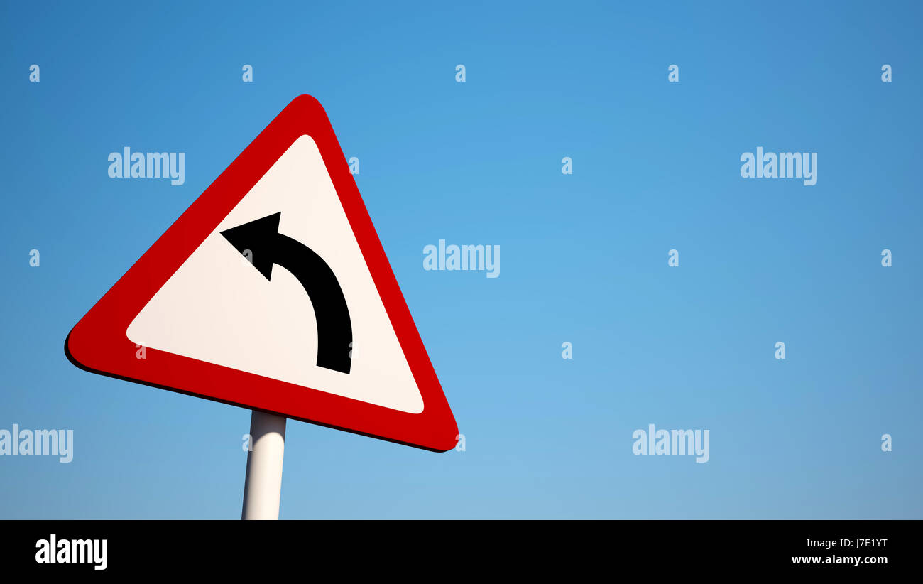 Curve Sign isolated on clean blue sky Stock Photo - Alamy