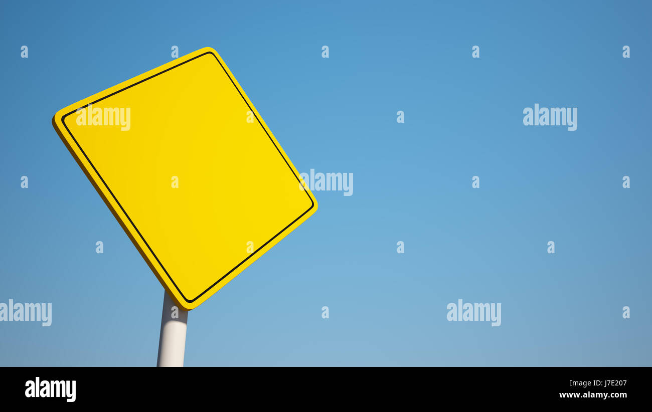 Yellow Blank Sign isolated on clean blue sky Stock Photo - Alamy