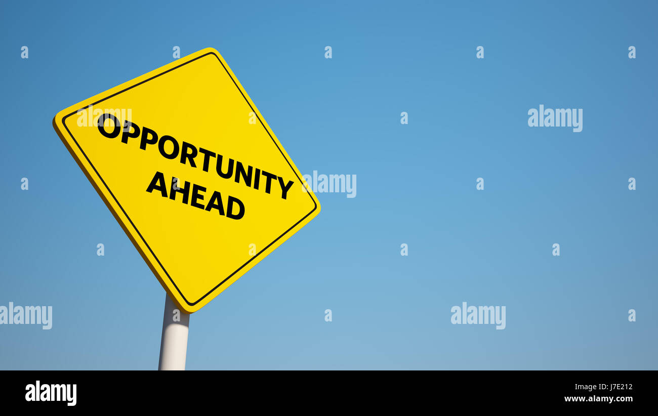 Opportunity Sign isolated on clean blue sky Stock Photo - Alamy