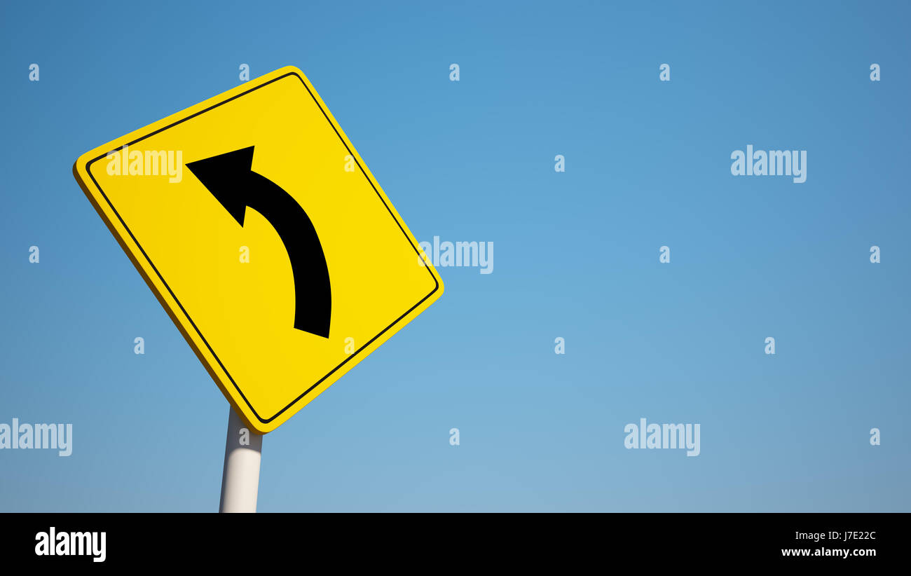 Curve Sign isolated on clean blue sky Stock Photo - Alamy
