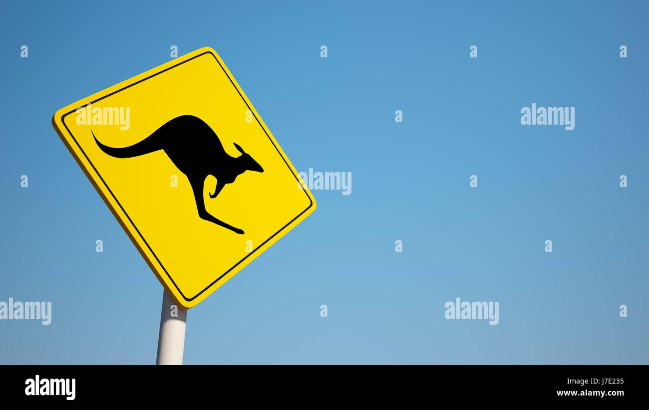 Kangaroo Sign isolated on clean blue sky Stock Photo - Alamy