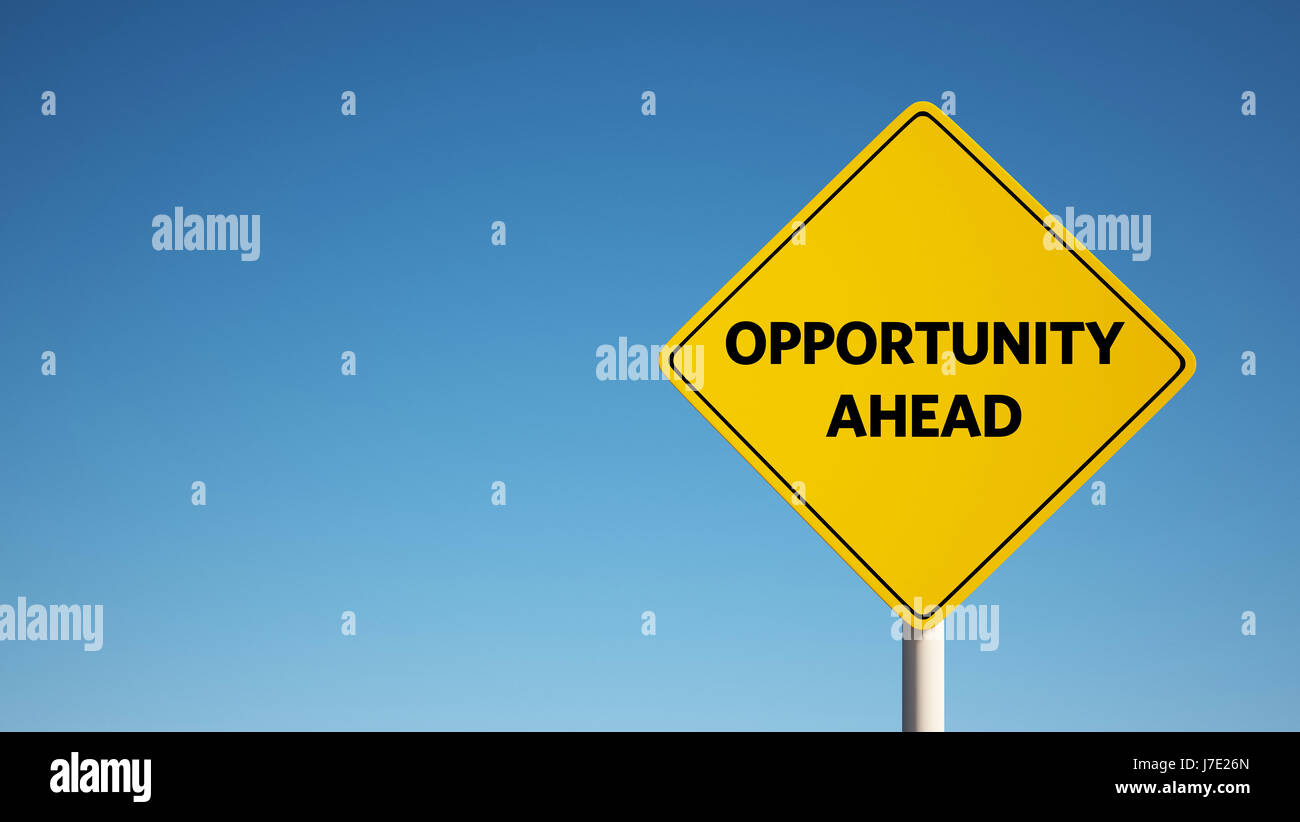 Opportunity Sign isolated on clean blue sky Stock Photo - Alamy