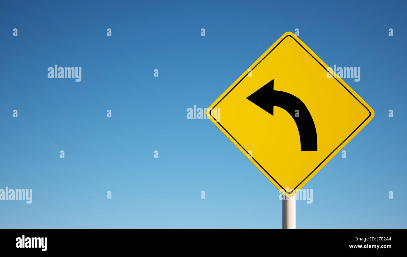 Curve Sign isolated on clean blue sky Stock Photo - Alamy