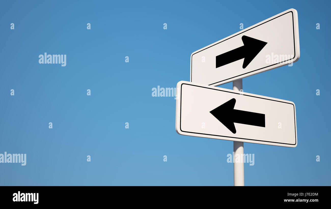 Two way Sign isolated on clean blue sky Stock Photo - Alamy