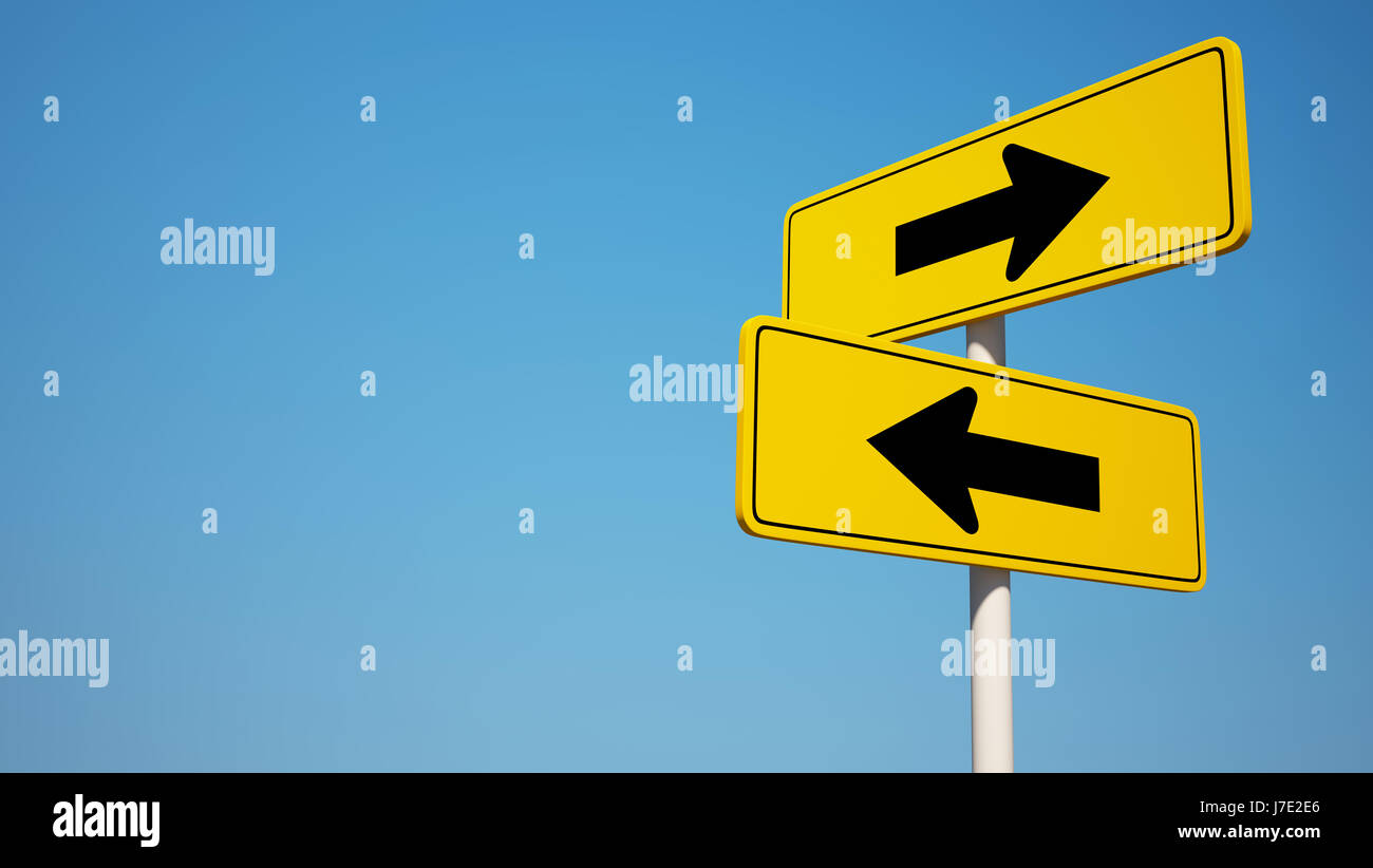 Two way Sign isolated on clean blue sky Stock Photo - Alamy