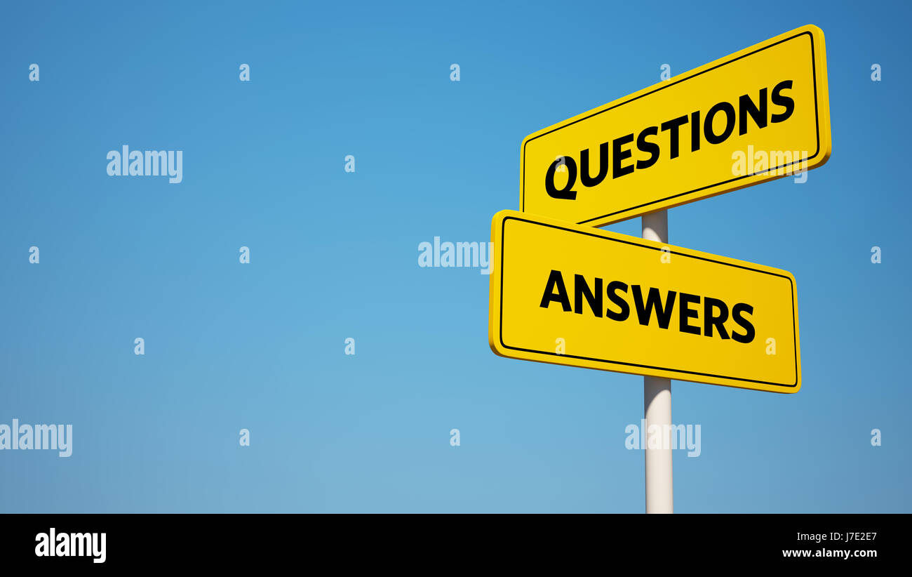 Question and Answer Signpost isolated on clean sky Stock Photo - Alamy