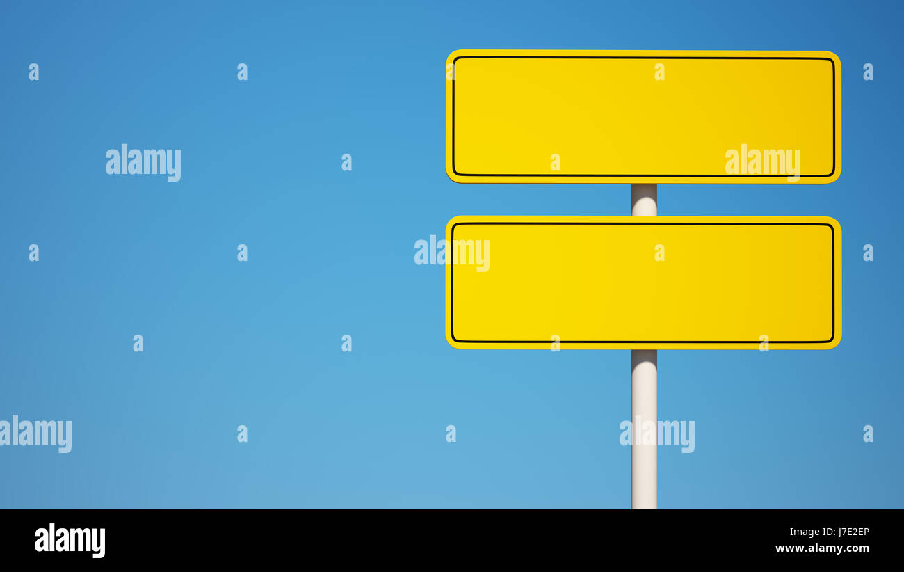Yellow Blank Sign isolated on clean blue sky Stock Photo - Alamy