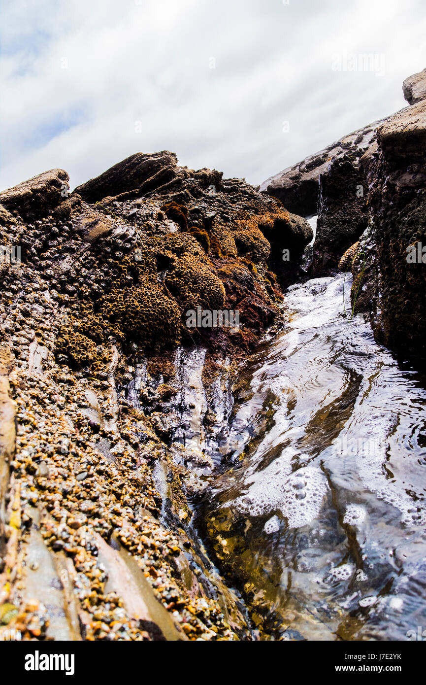 Rock wall formation on a gloomy sky Stock Photo - Alamy