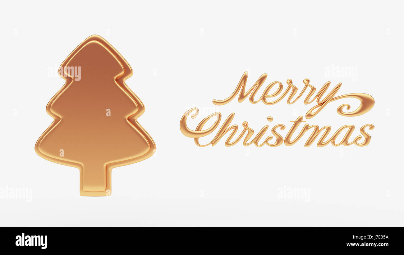 Merry Christmas Tree Isolated on white Stock Photo - Alamy
