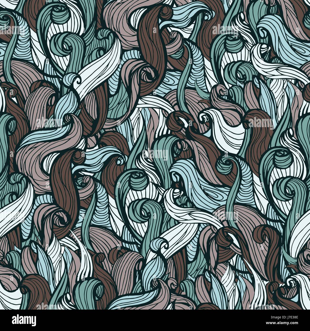 Hair doodle seamless background - endless pattern Stock Vector Image ...