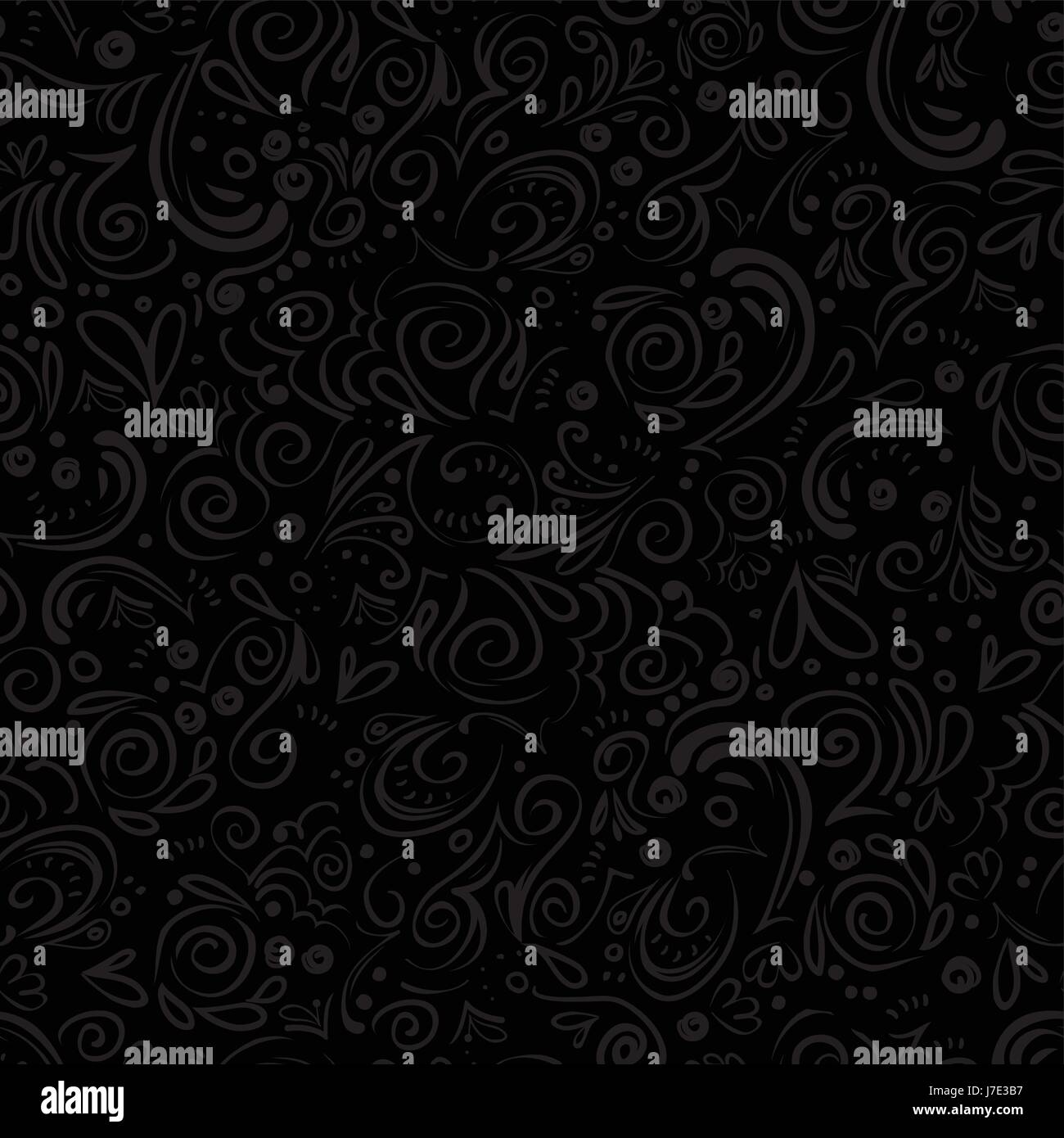 Curle and floral seamless background with waves, dots, curve lines ...