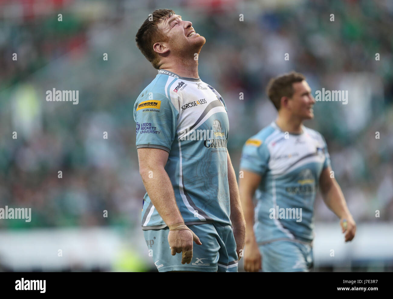 Yorkshire Carnegie's Ollie Stedman reacts during the Championship play ...