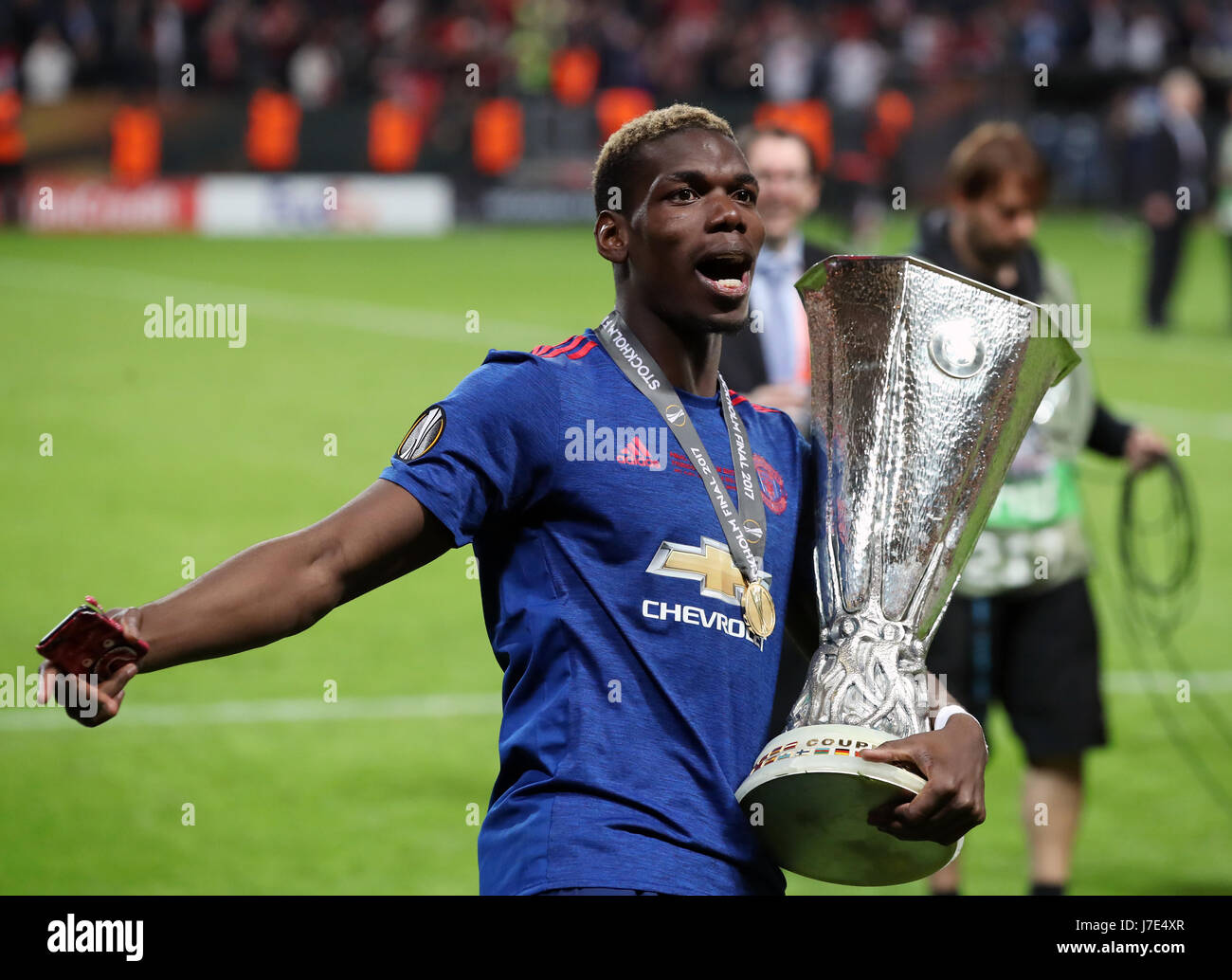 Manchester United's Paul Pogba with the trophy after winning the UEFA ...