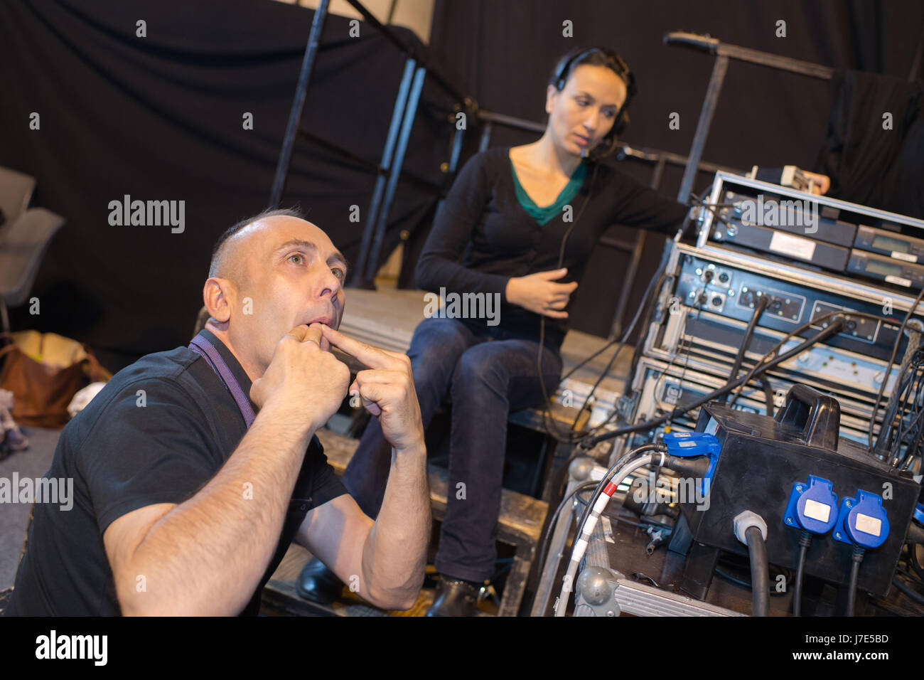 rehearsal with sound crew Stock Photo - Alamy