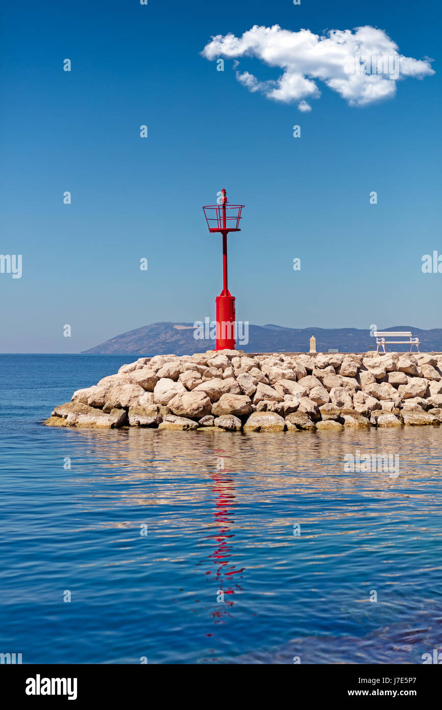 Beautiful seascape with lighthouse. Calm sea and a lighthouse on the ...
