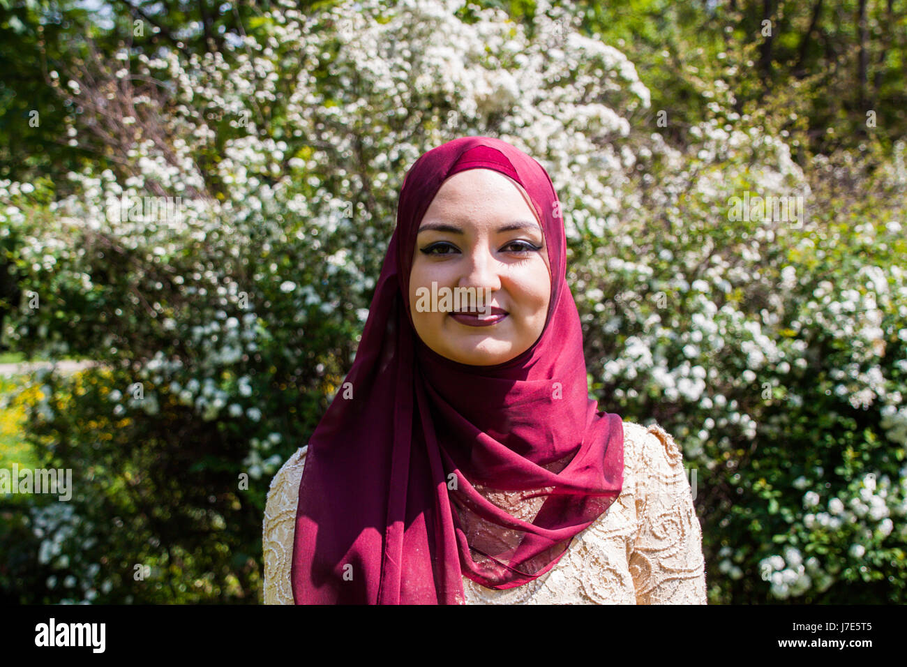 Young and beautiful girl covered, Muslim, in the sumptuous dress ...