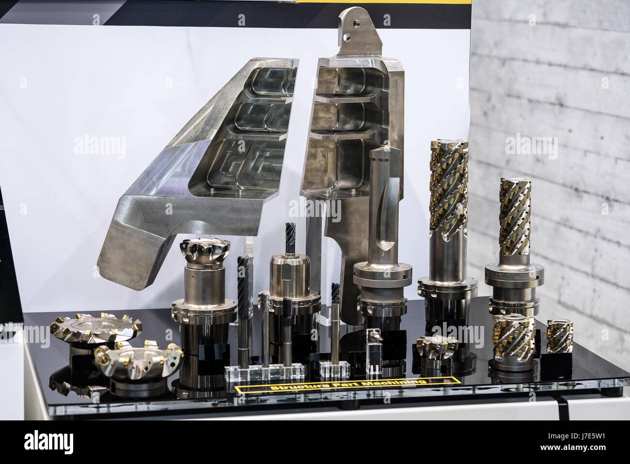 Structure part machining, machine details background Stock Photo - Alamy