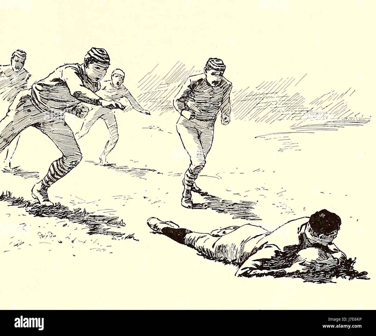 Dropping on the Ball - American Football Game, circa 1887 Stock Photo ...
