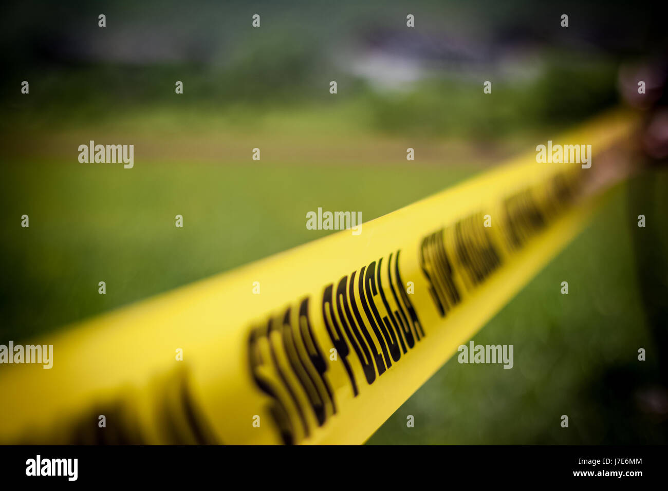 The crime scene, murder, investigation, police surrounded the scene ...